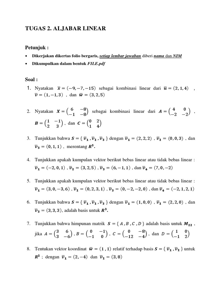 TUGAS 2 Alj Linear Genap 2020-2021 | PDF | Metode & Bahan Ajar