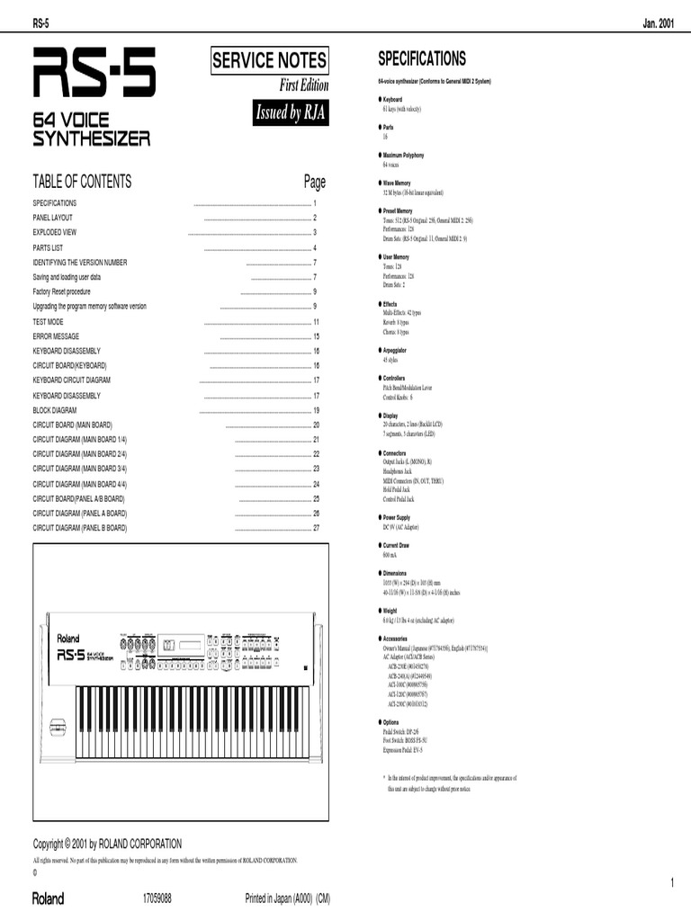 Roland RS 5 Service Manual | PDF