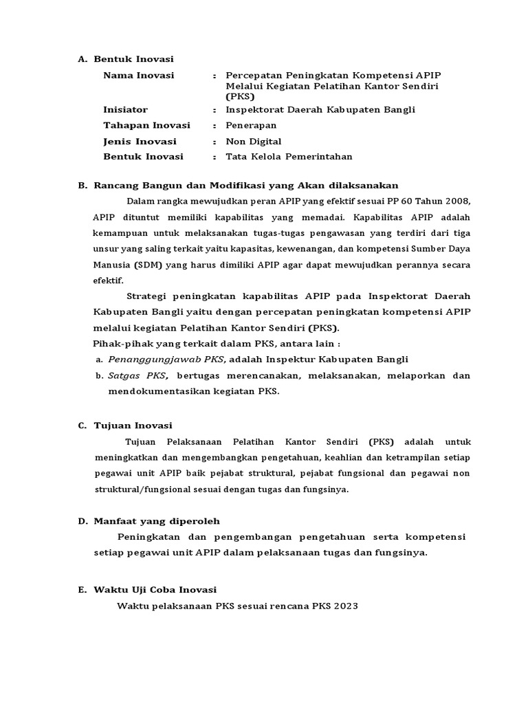 Proposal Inovasi PKS | PDF
