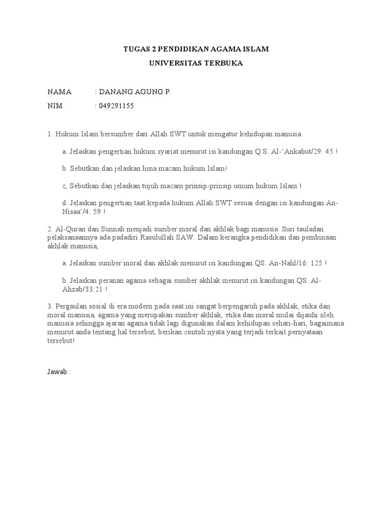 Tugas 2 Pendidikan Agama Islam | PDF