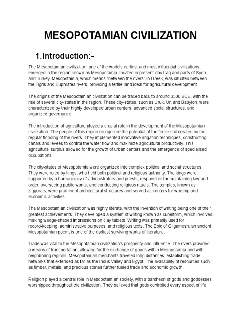 Civilization Notes 3RD Semester | PDF | Mesopotamia | Ancient Egypt