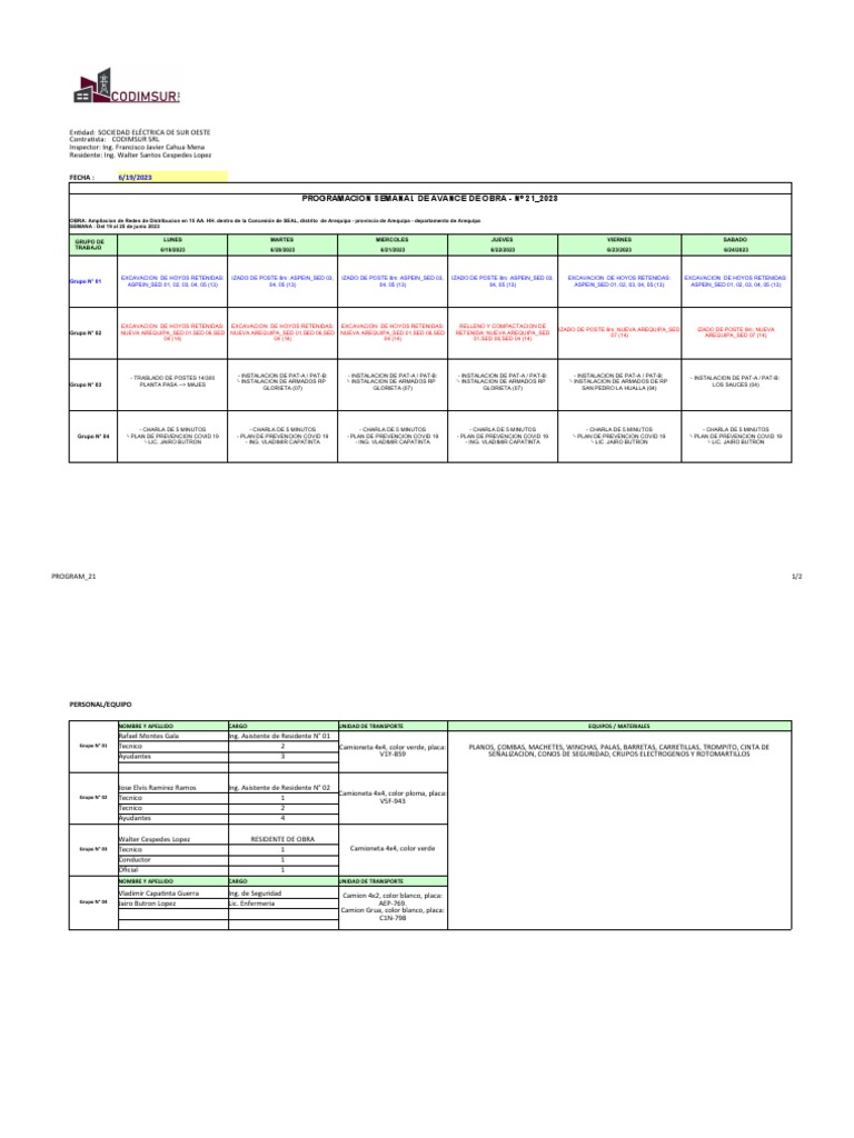 Plan de Trabajo 21r Jun 23 - g2 | PDF