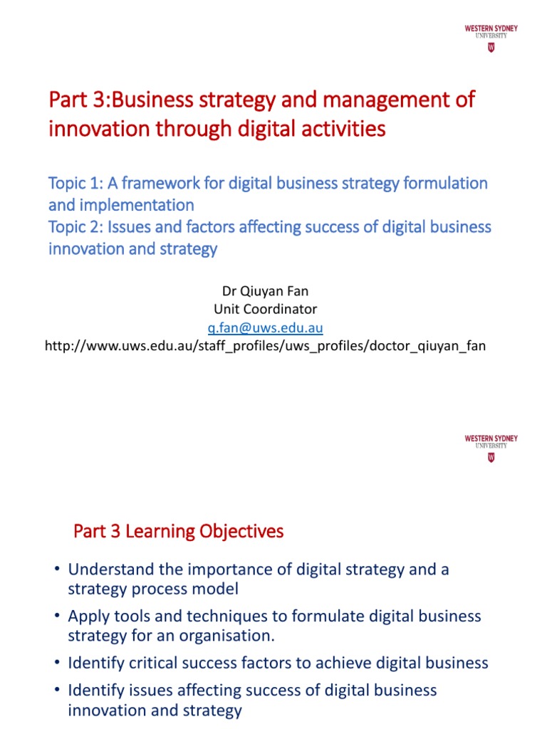 Week 7 - A Framework For Digital Business Strategy Formulation and Implementation | PDF ...