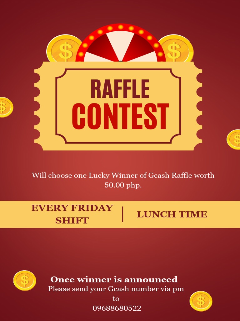 Yellow and Red Illustrated Raffle Contest Poster | PDF
