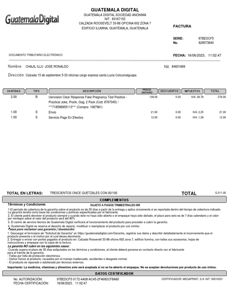 Factura | PDF | Factura | Guatemala