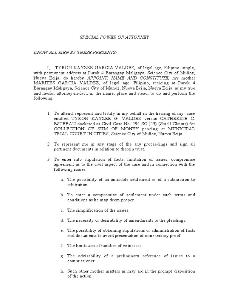 Spa To Attend Hearing | PDF | Power Of Attorney | Public Law