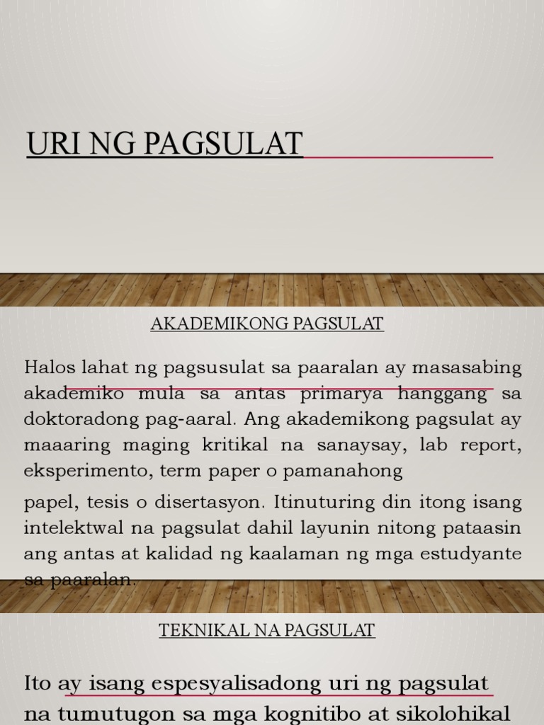 Mga Uri NG Pagsulat at Anyo NG Pagsulat | PDF