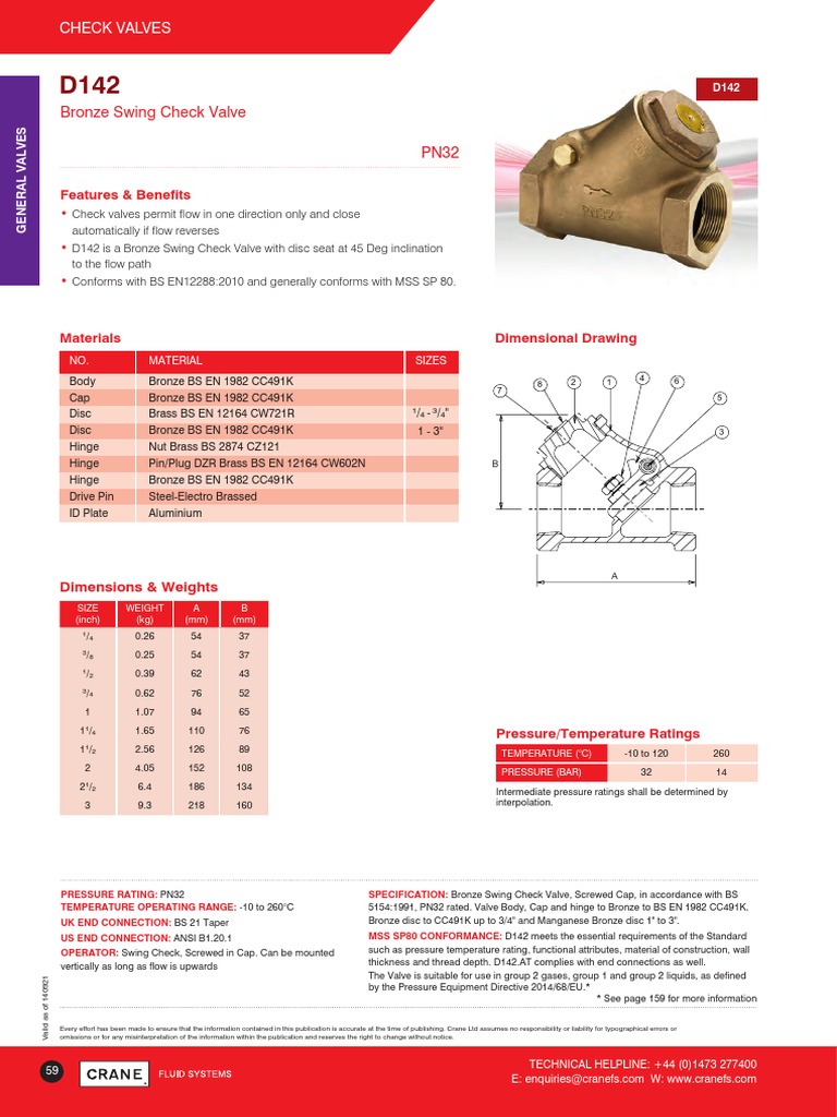 D142 Check CraneFS DS 1021 p59 | PDF | Valve | Mechanical Engineering