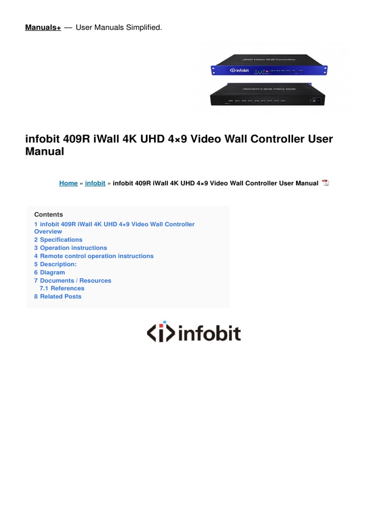 409r Iwall 4k Uhd 4x9 Video Wall Controller Manual | PDF | Hdmi | Display Resolution