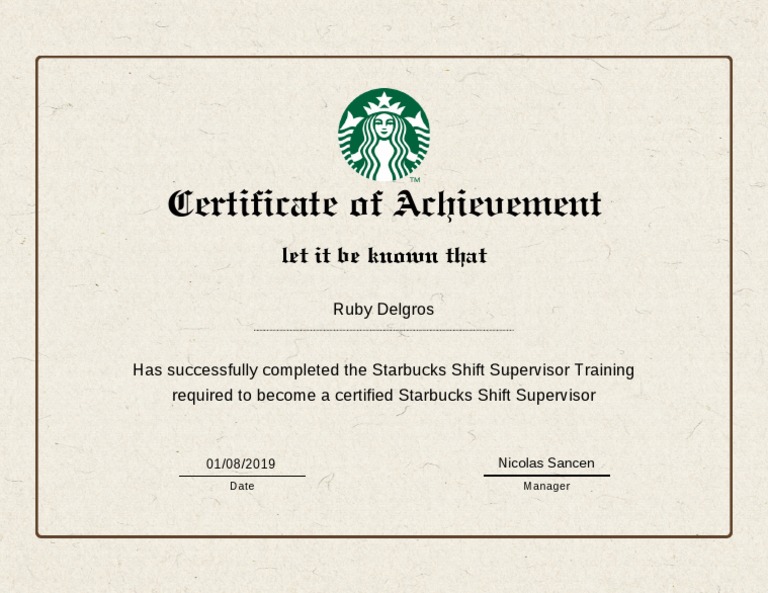 Starbucks Shift Supervisor Certification | PDF