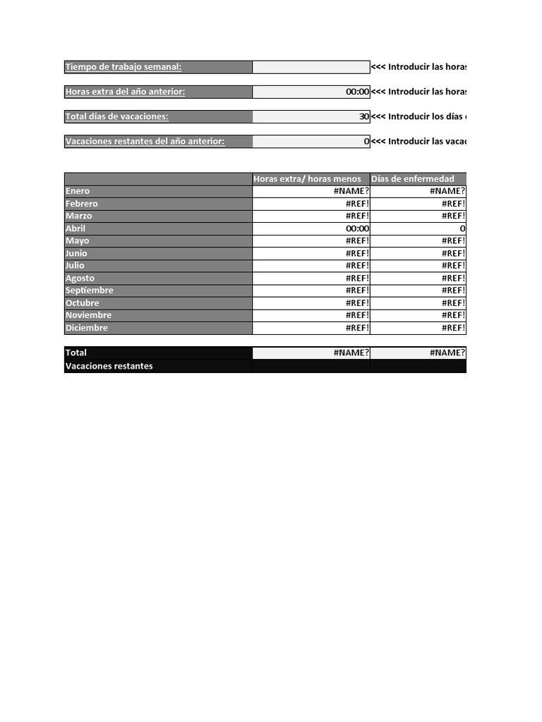 Plantilla de Excel de Horas Trabajadas | PDF | Tiempo de trabajo ...