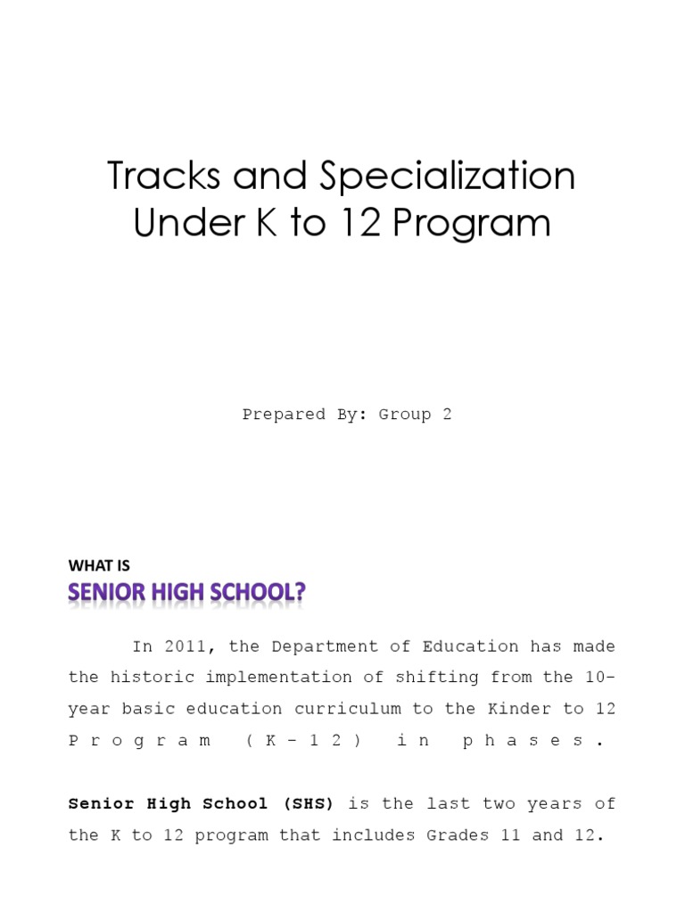 Tracks and Specialization Under K To 12 Program 1 | PDF | Science, Technology, Engineering, And ...