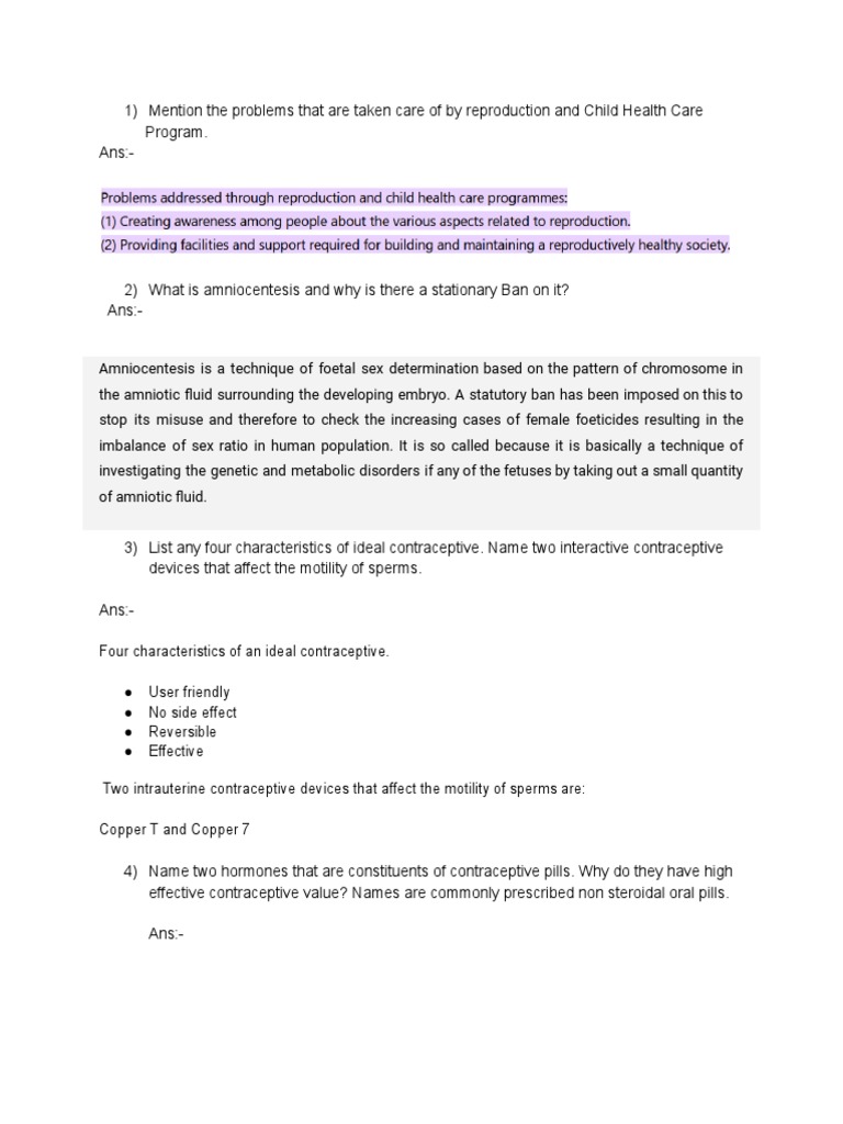 Reproductive Health Assignment | PDF | Birth Control | Sexually ...