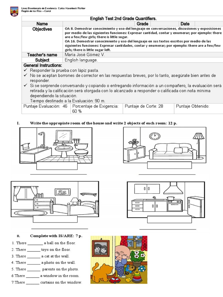 English Test 2nd Graders Quantifiers | PDF