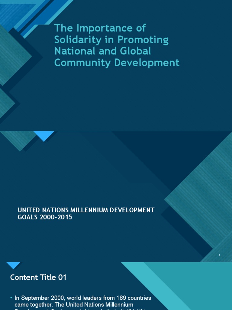 The Importance of Solidarity in Promoting National and Global Community ...