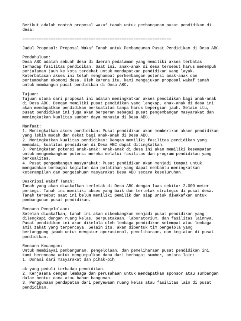 Berikut adalah contoh proposal wakaf | PDF