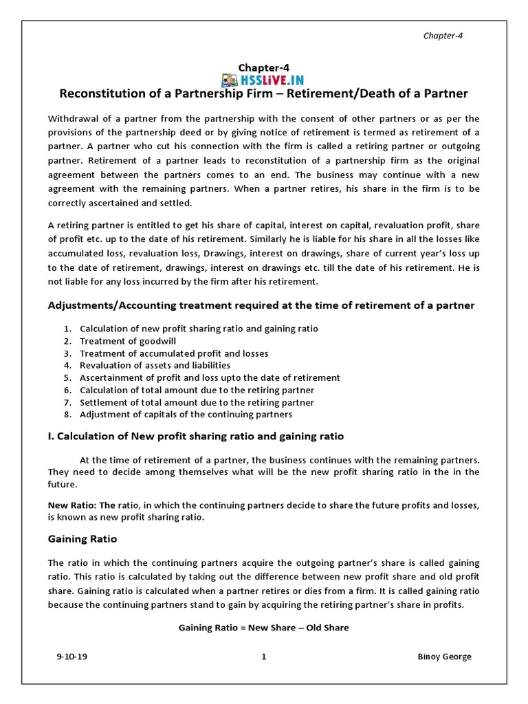 Hsslive-XII - ACCOUNTANCY CH-4 Retirement and Death-9!10!19 Binoy | PDF ...