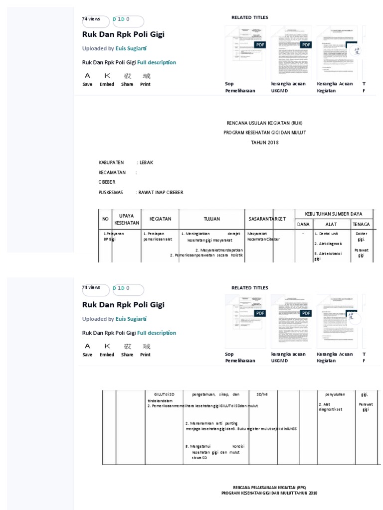 PDF Ruk Dan RPK Poli Gigi | PDF