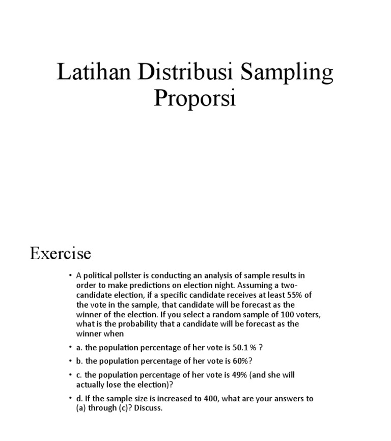 Latihan Distribusi Sampling Proporsi | PDF