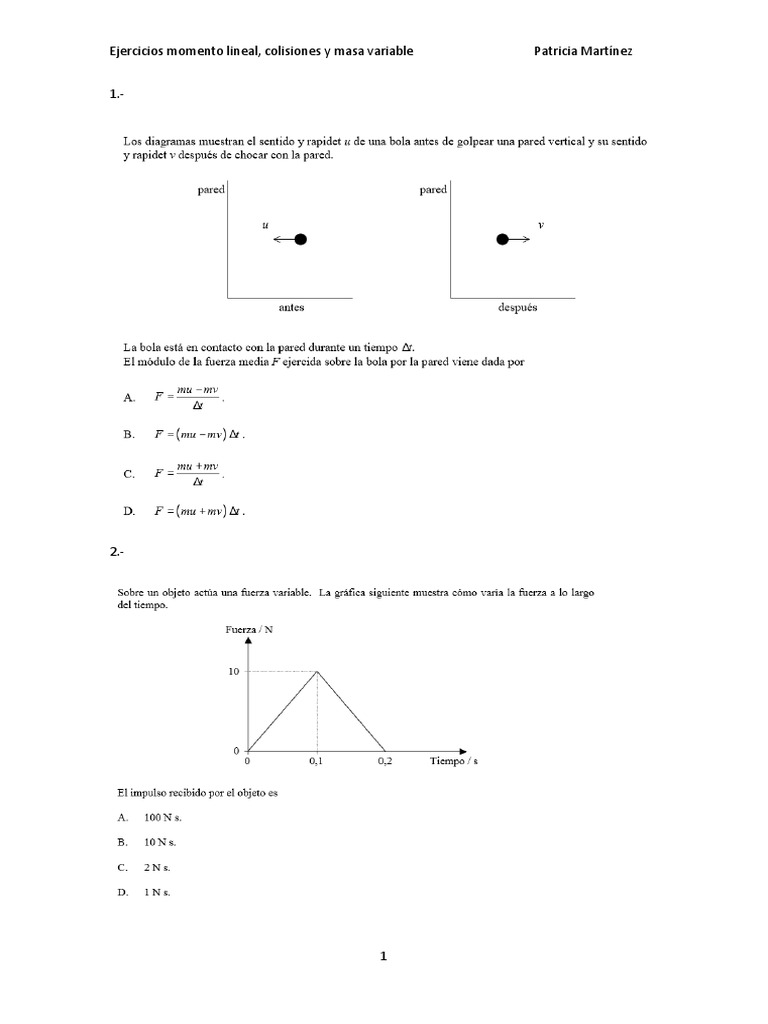 Ejercicios de Momento Lineal y Colisiones | PDF