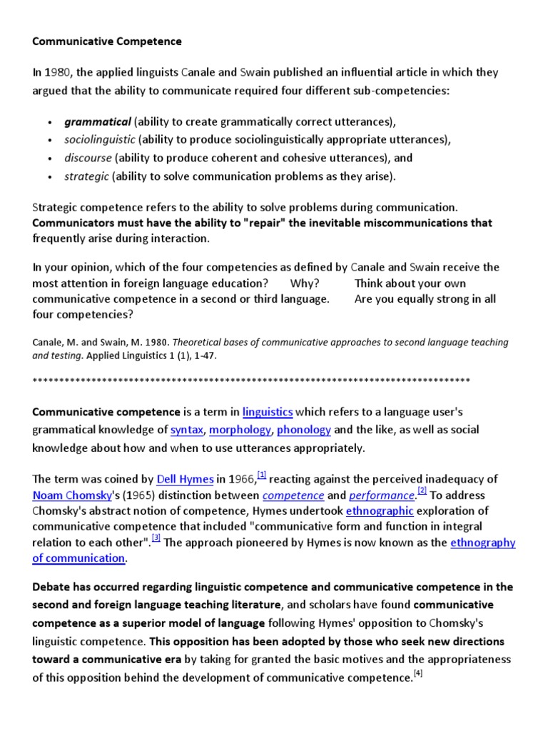 65 Communicative Competence Pdf Linguistics Cognitive Psychology