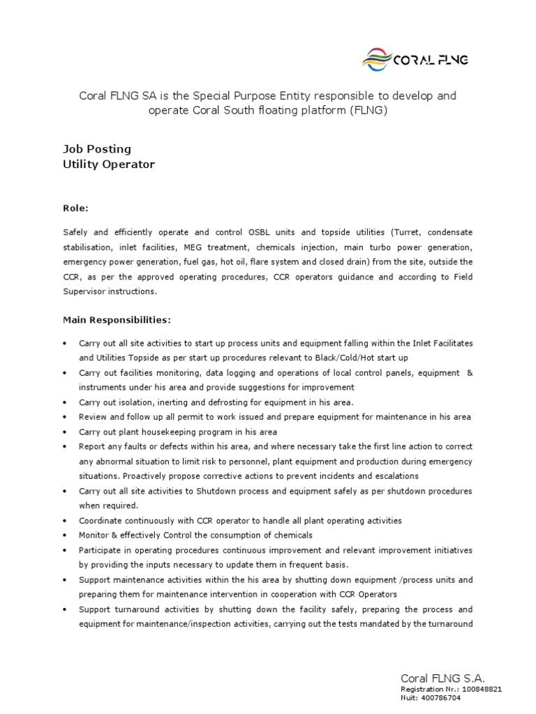 Job Posting - Utility Operator | PDF