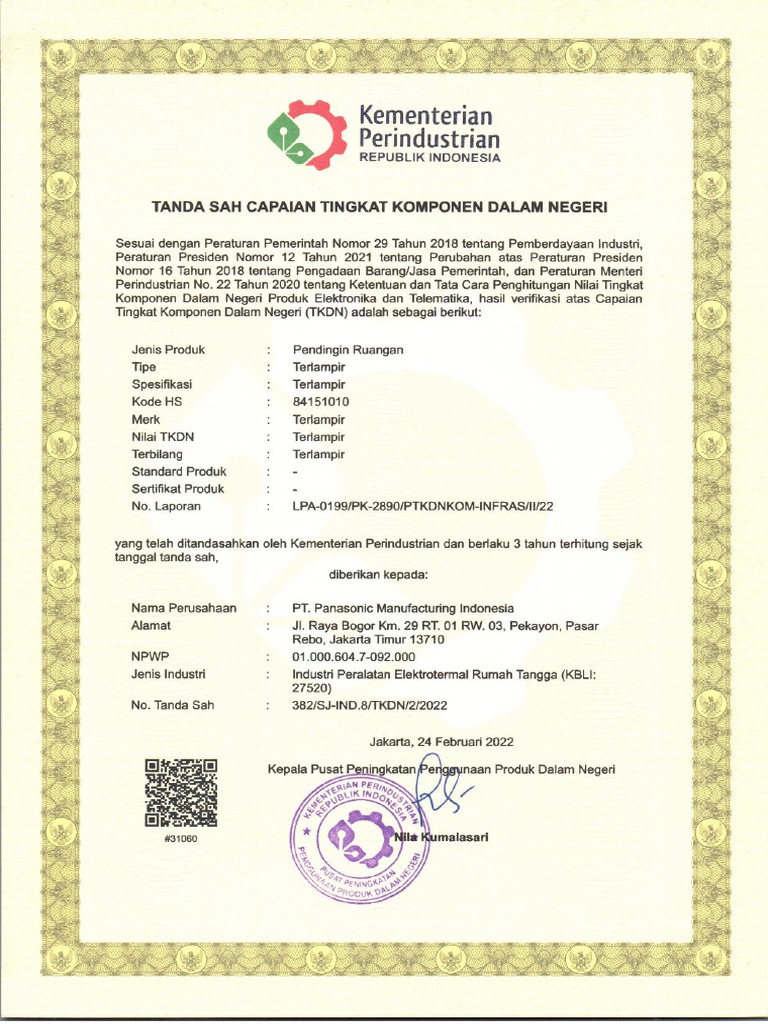 Sertifikat TKDN AC (RAC & CAC) | PDF