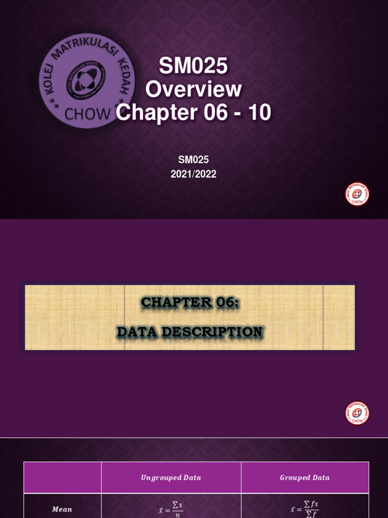 Sm025 Overview Chapter 06 To 10 Pdf Probability Distribution