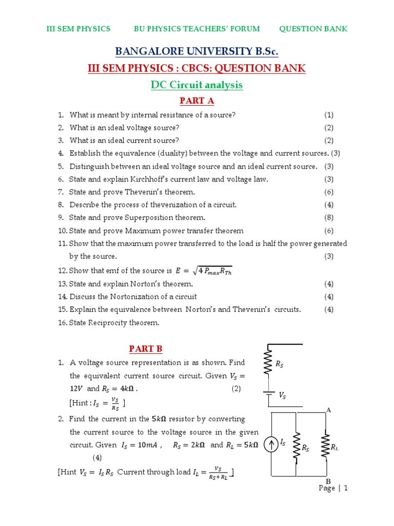 Iii Sem Physics Bu Physics Teachers Foru | PDF | Inductance | Capacitor