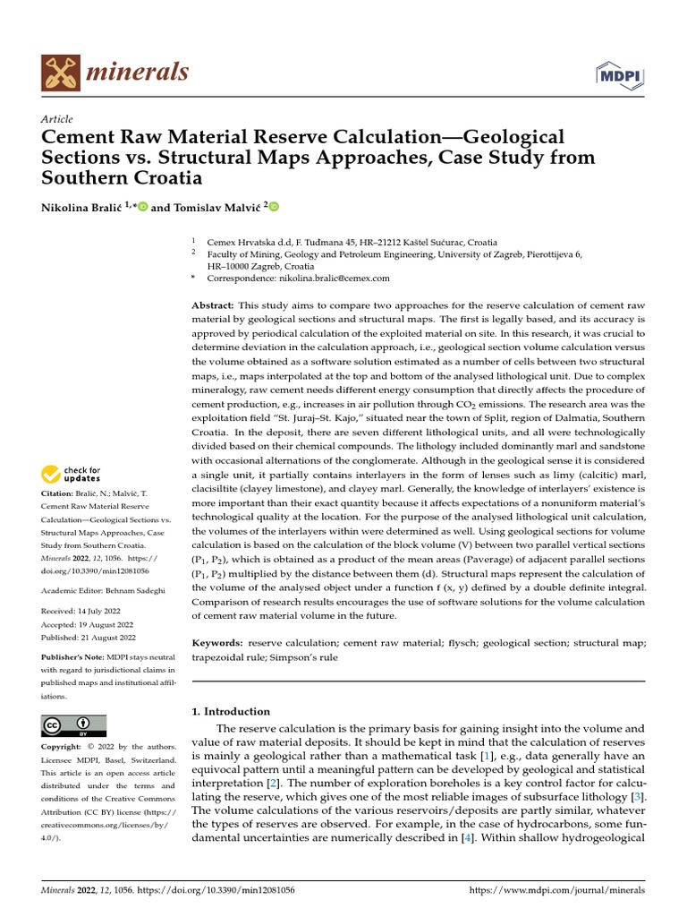 Cement Raw Material Reserve Calculation | PDF | Sedimentary Rock ...