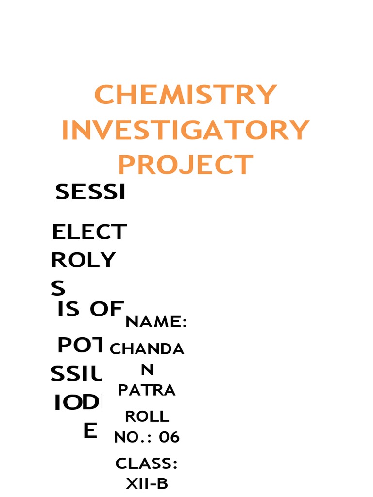 Chemistry Project | PDF | Electrode | Electrical Engineering