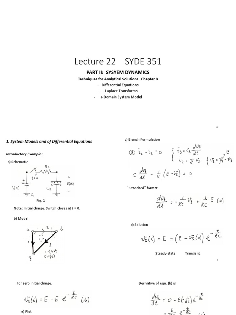 Lecture 22 SYDE 351 | PDF | Laplace Transform | Mathematical Physics