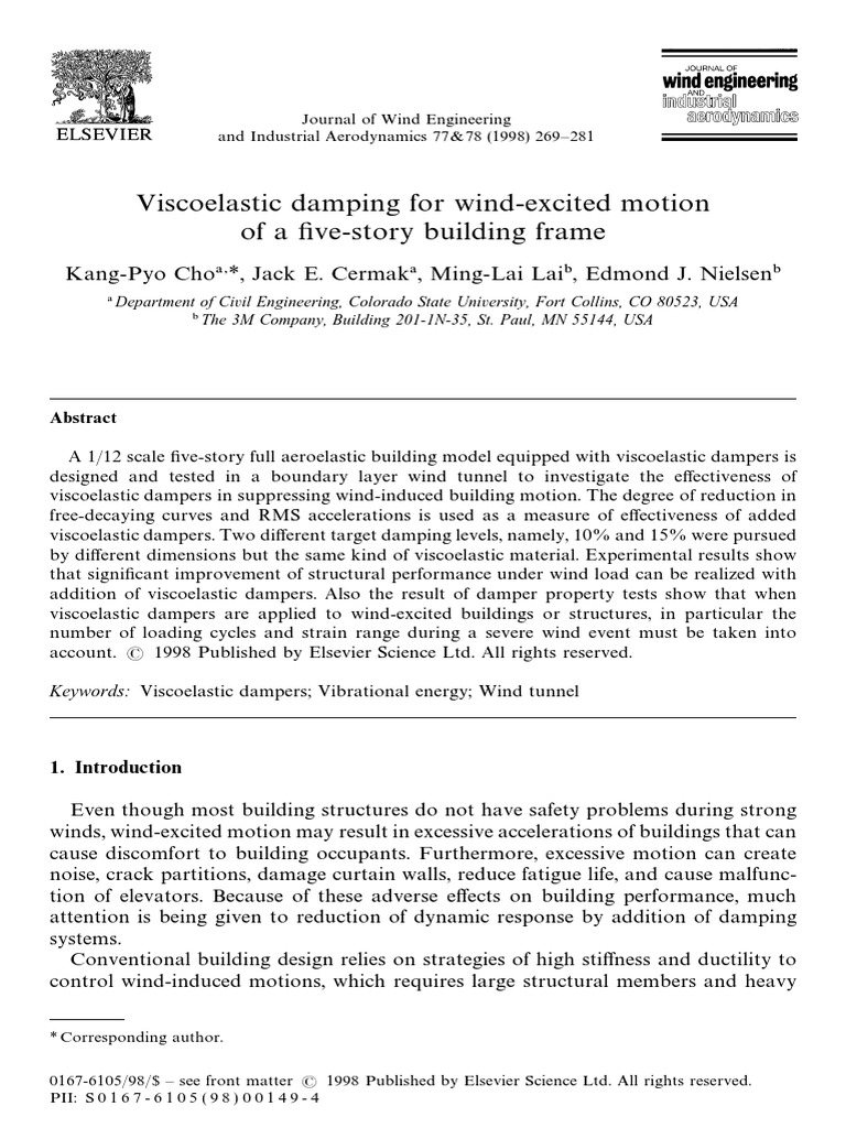 Viscoelastic Damping For Wind-Excited Motion of A Five-Story Building ...