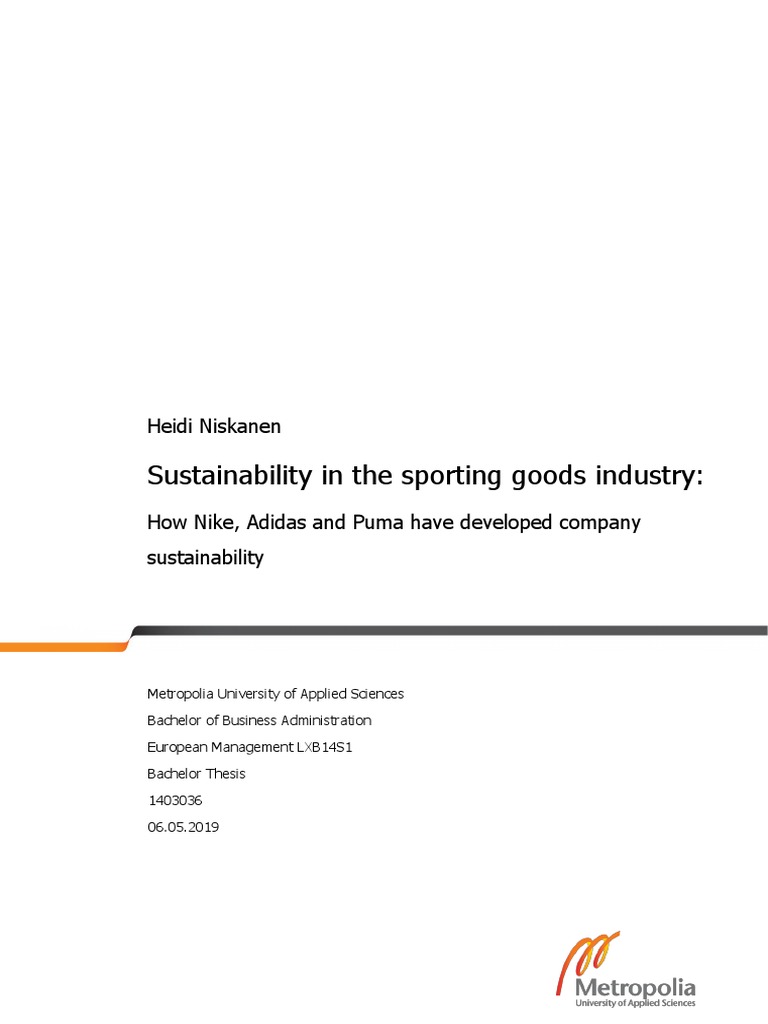 Sustainability in The Sporting Goods Industry - How Nike, Adidas and Puma Have Developed Company ...