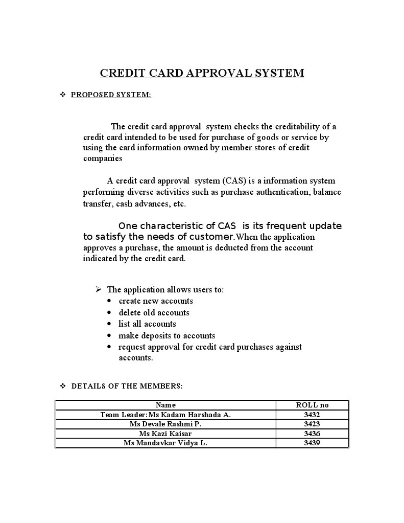 Credit Card Approval System | PDF