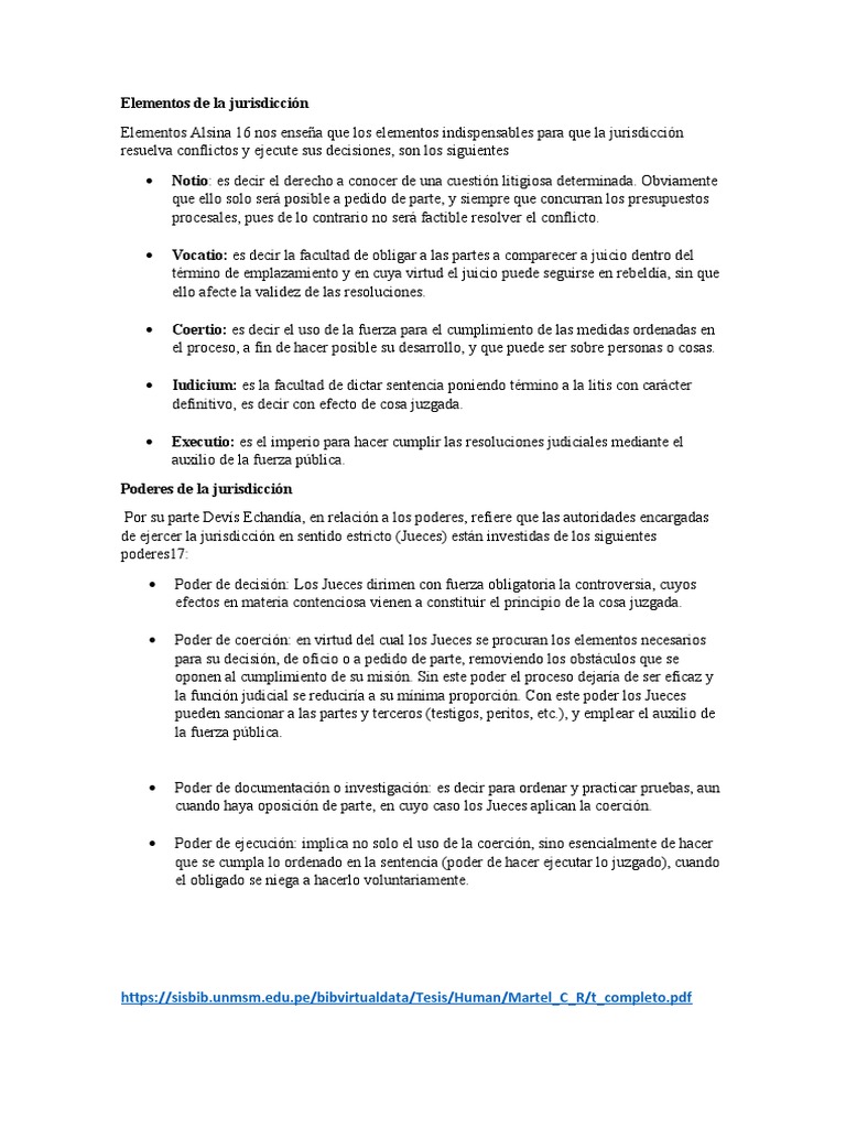 Elementos y Poderes de La Jurisdicción | PDF | Jurisdicción | Sentencia ...