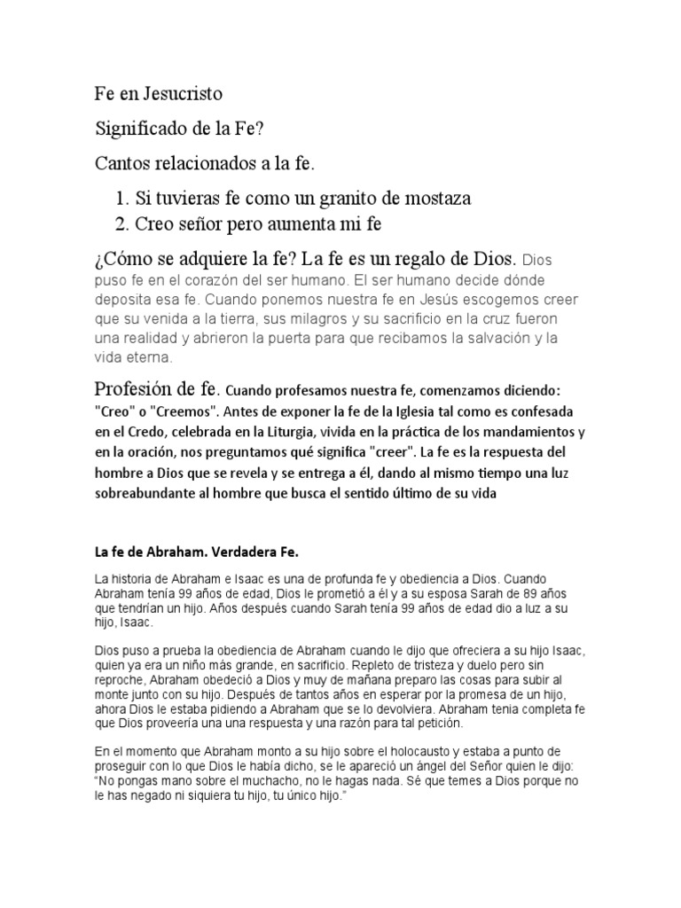 Tema. Fe en Jesucristo | PDF | Fe | Abrahán