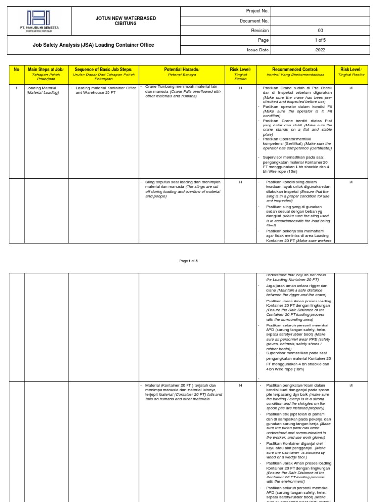 JSA Loading Container 20 FT | PDF