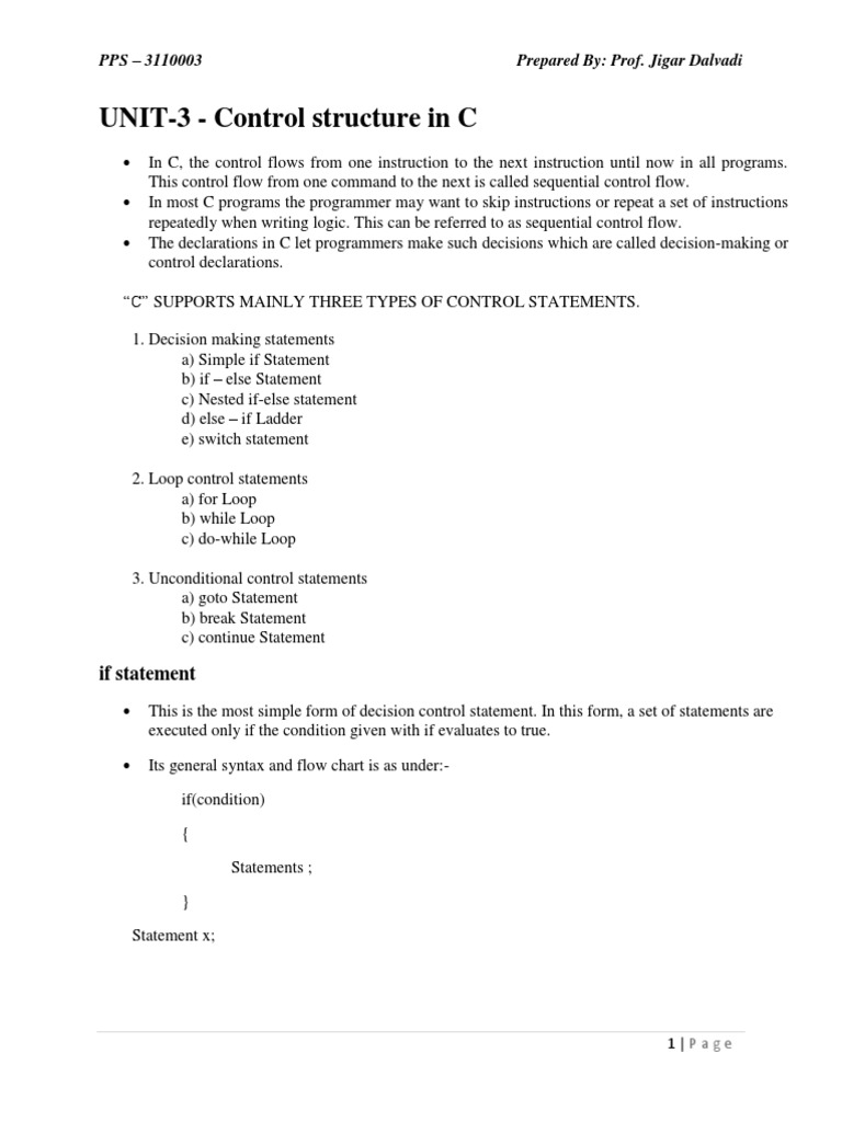 PPS Unit 3 | PDF | Control Flow | Computer Programming PPS Unit 3 | PDF | Control Flow | Computer Programming