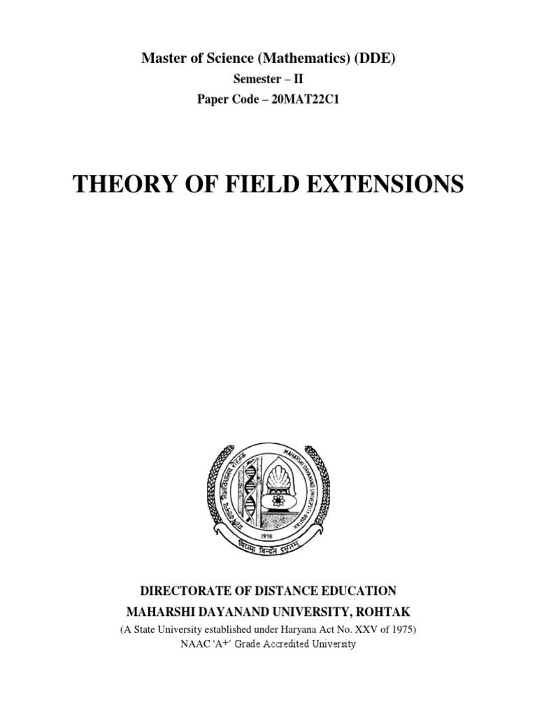 Theory of Field Extensions | PDF | Field (Mathematics) | Ring (Mathematics)