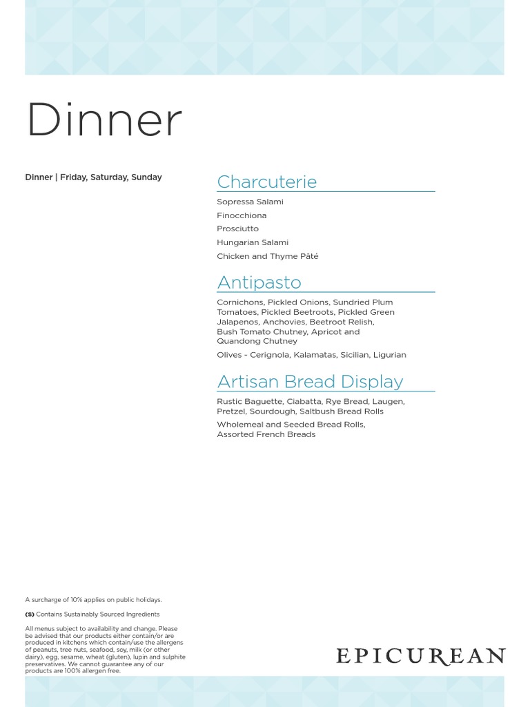 Crown Perth Restaurants Epicurean Weekend Dinner Menu | PDF | Sushi ...