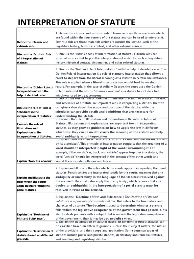 Interpretation of Statute | PDF | Statutory Interpretation | Constitution