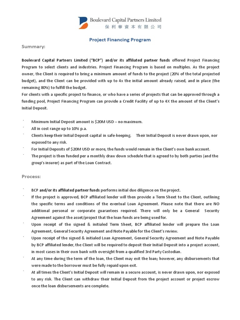 BCP Deck - Project Financing Program | PDF | Project Finance | Loans