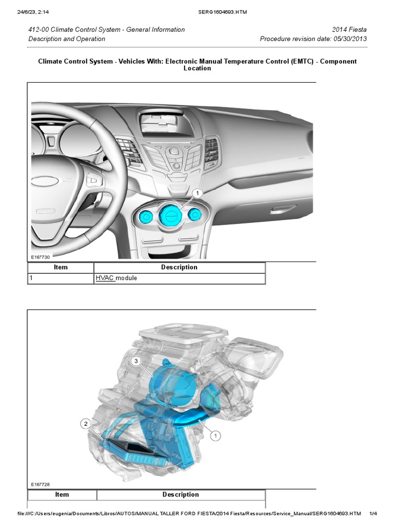 Climate Control System Ford Fiesta 1.6 | PDF | Applied And ...