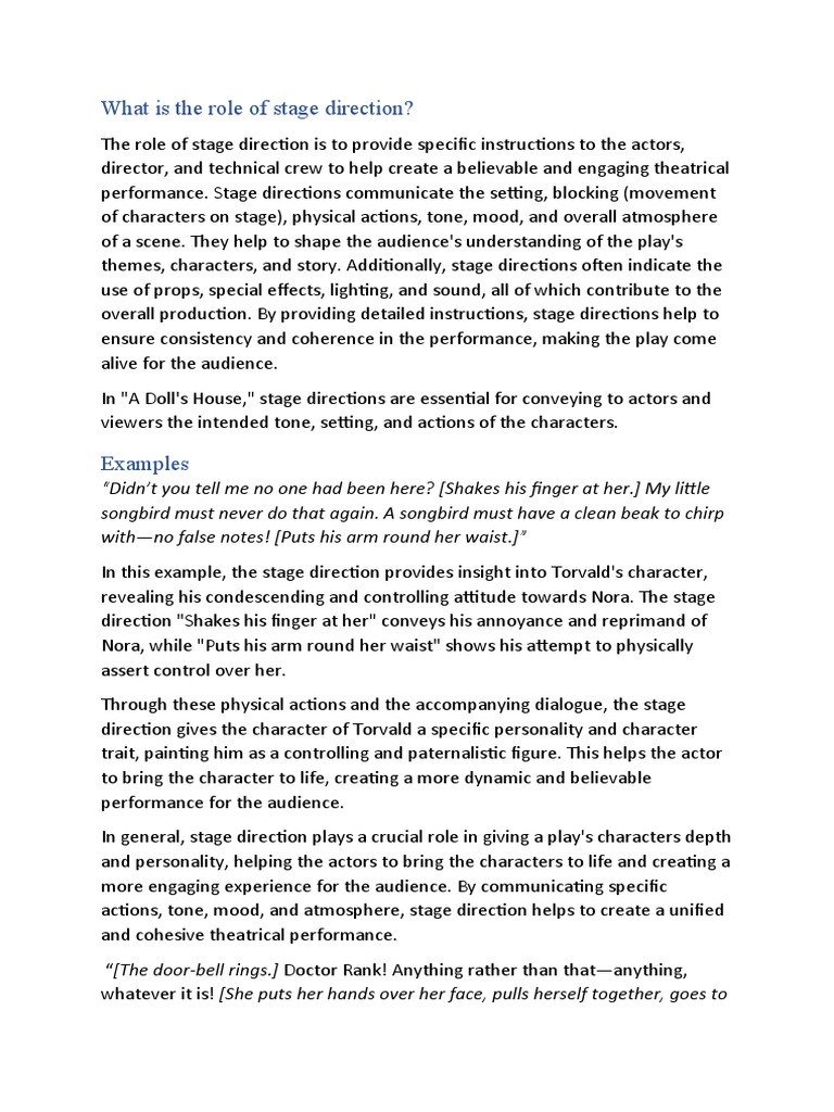 Understanding Stage Direction in Plays | PDF | A Doll's House