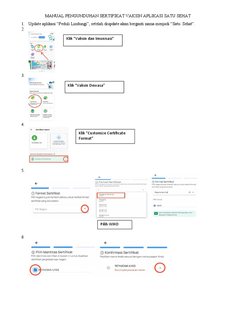 Manual Pengunduhan Sertifikat Vaksin Aplikasi Satu Sehat Pdf