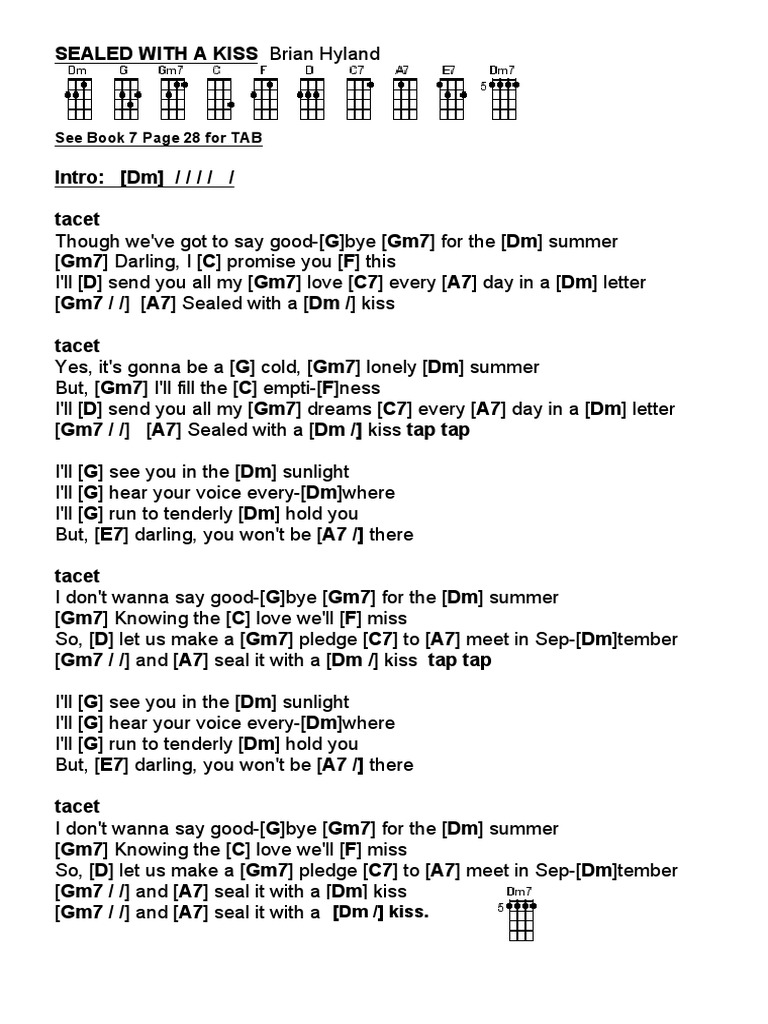 Sealed With A Kiss Words Ukulele | PDF