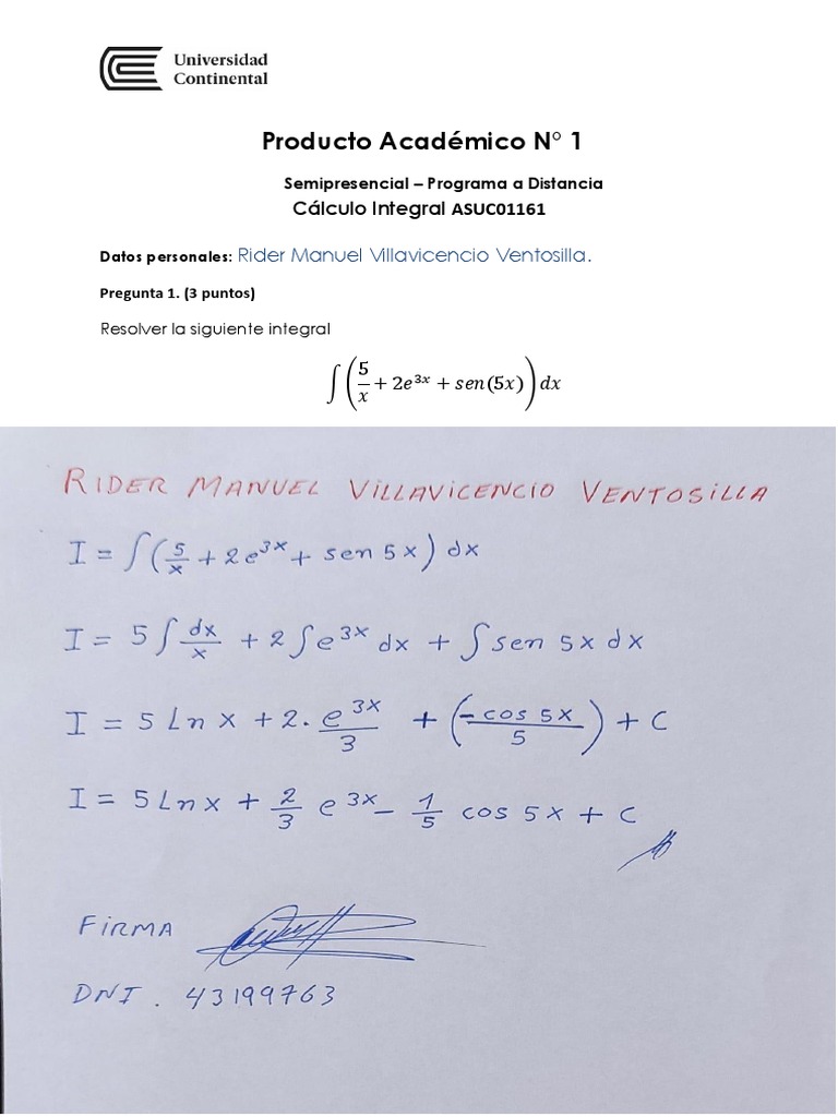 PA1 Calculo Integral | PDF