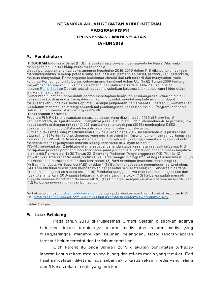 KAK-Audit-Internal-PIS PK | PDF