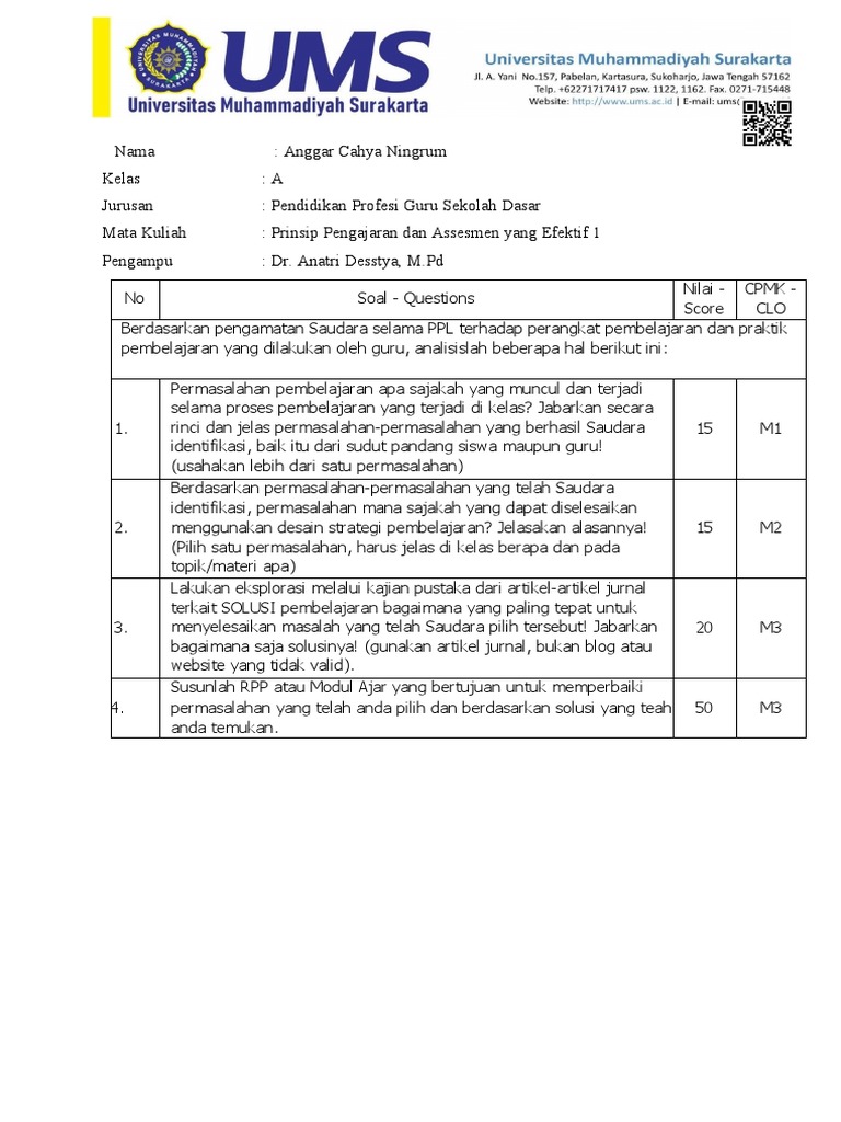 Anggar Cahya Ningrum - PPG PGSD A - Asesmen UTS 1 | PDF